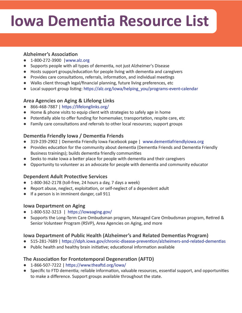 Iowa Dementia Resource Guide | Dementia Friendly Iowa